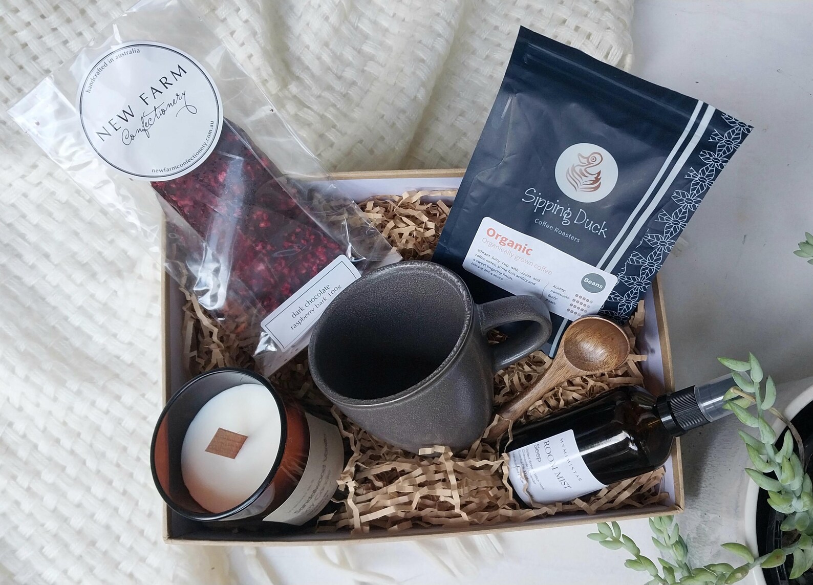 Pamper Gift Box: Soy Candle, Coffee, Chocolate & Lavender - Etsy