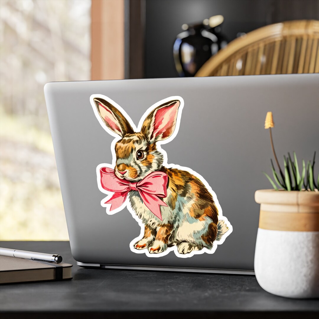 Pink Bow Bunny Vinyl Decal Sticker - Etsy