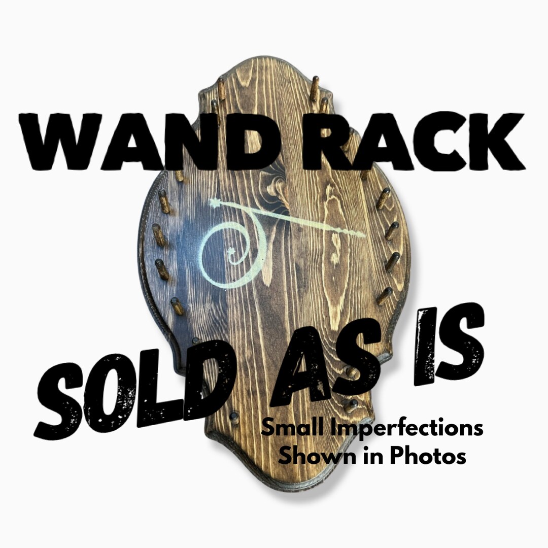 Wand Display Rack, Wooden Rack With Honey Stain - Holds 11 Wizard Wands ...