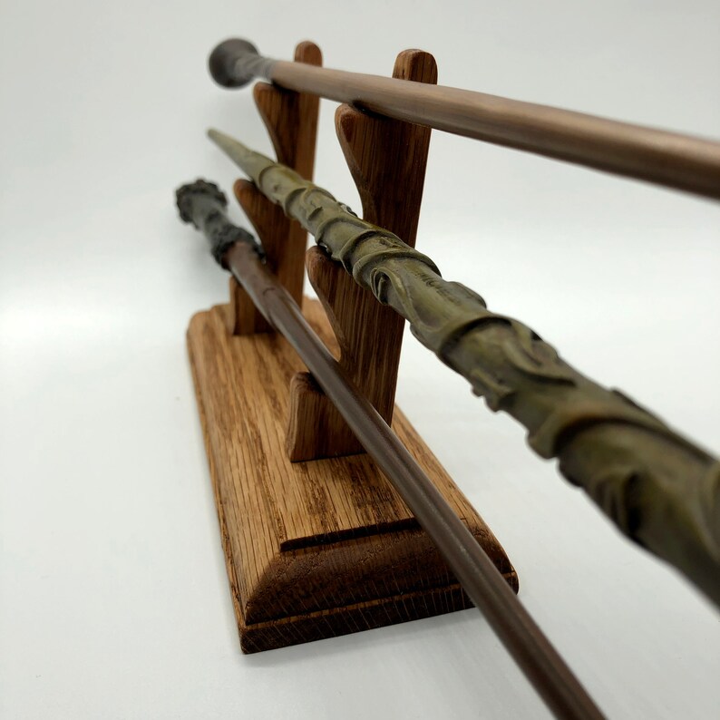 3 Wand Display Stand, Wooden Rack Holds 3 Wizard Wands - Etsy