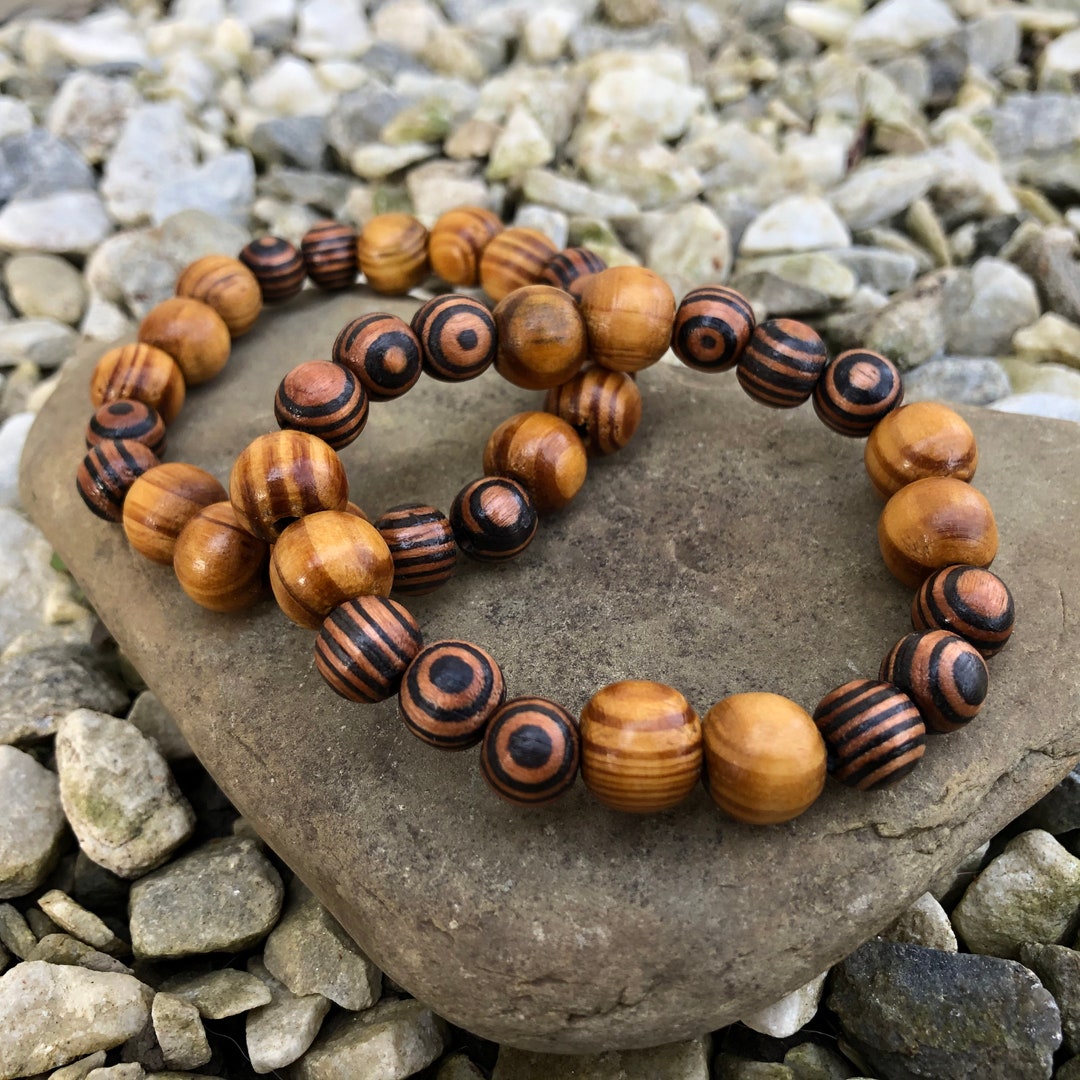One Wood Bead Bracelet, Wood Bracelet Men, Wooden Bracelet Men, Beaded ...