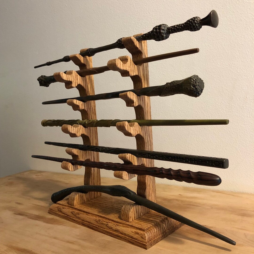 Wizard Wand Display Stand, Tree Design, Wooden Rack - Holds 9 Wands - Etsy