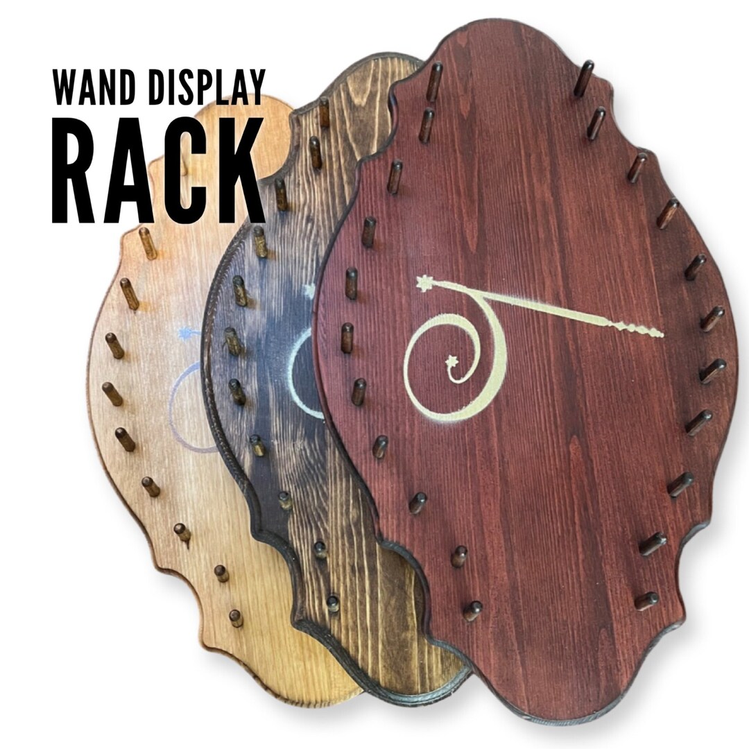 Enchanted Wand Wall Rack Wand Display Rack, Holds 11 Wizard Wands, Oak ...