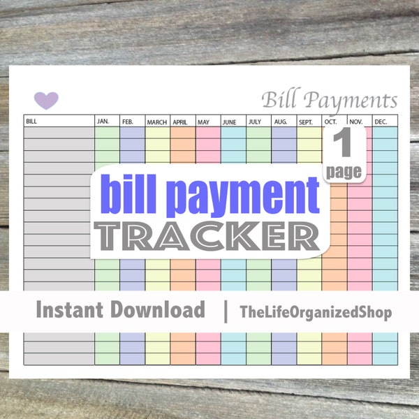 Bill Tracker - Etsy