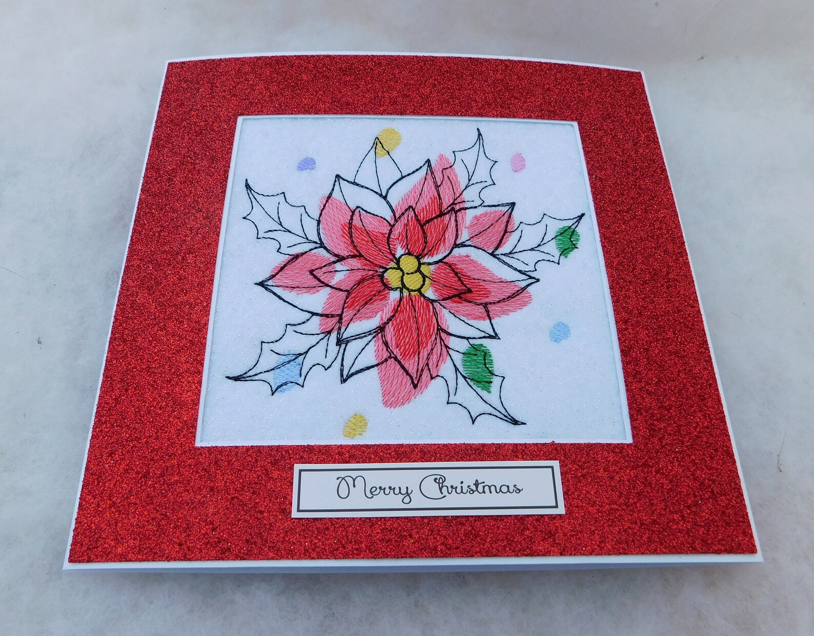 Christmas Card Handmade Machine Embroidered Extra Large Card - Etsy