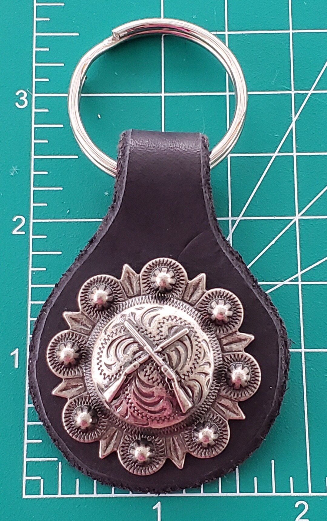 Leather Keychain Key Fob Keyring Rifle Concho - Etsy
