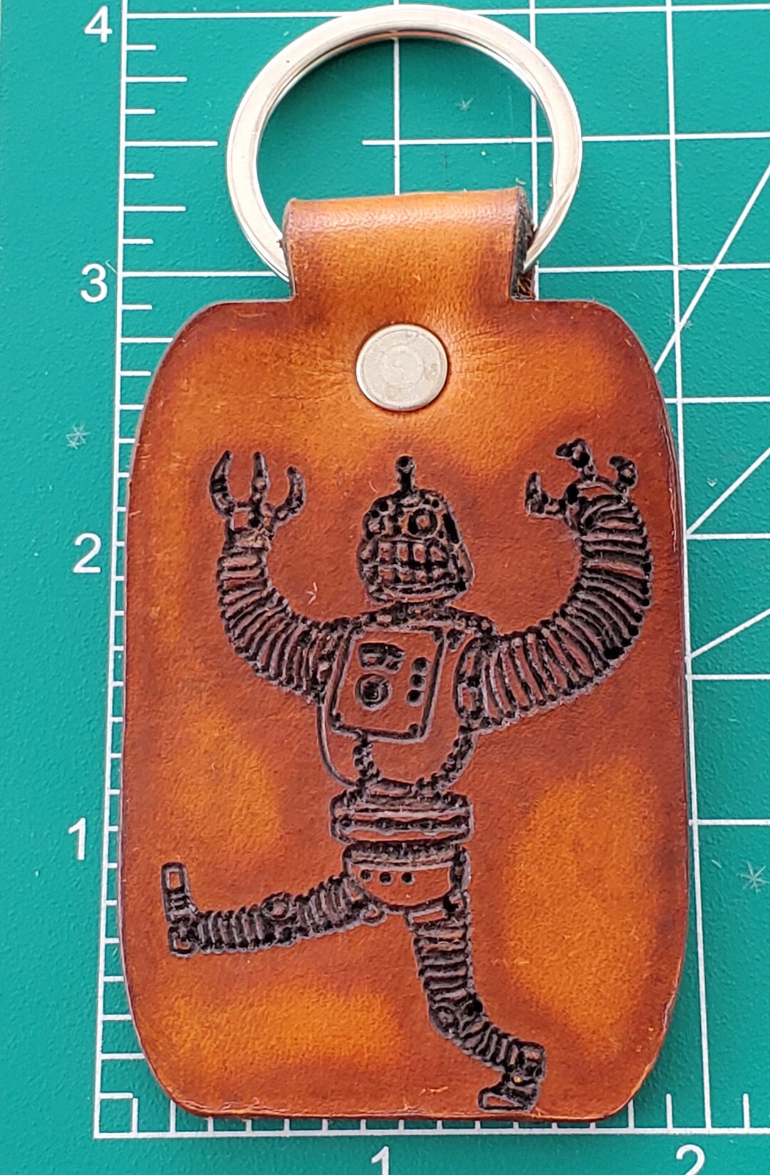 Robot Brown Laser Engraved Leather Keychain Key Fob Keyring - Etsy