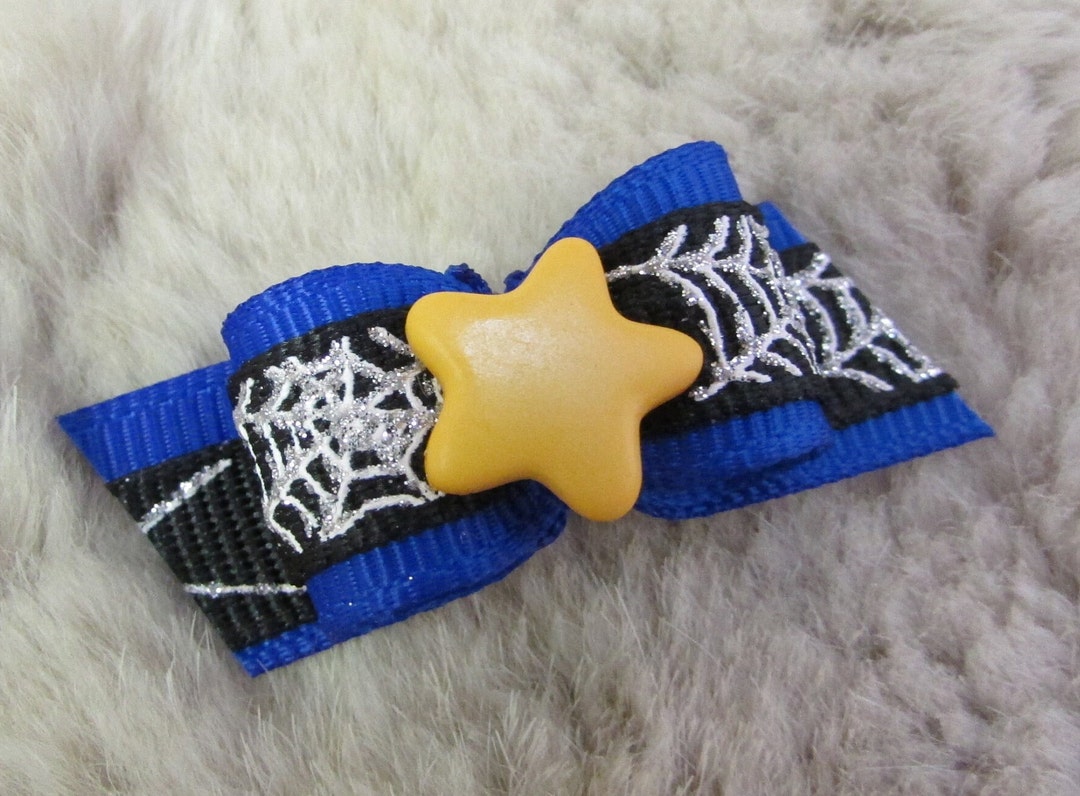 Halloween Dog Bow - Wizard, Spider Web, Blue & Black - Etsy