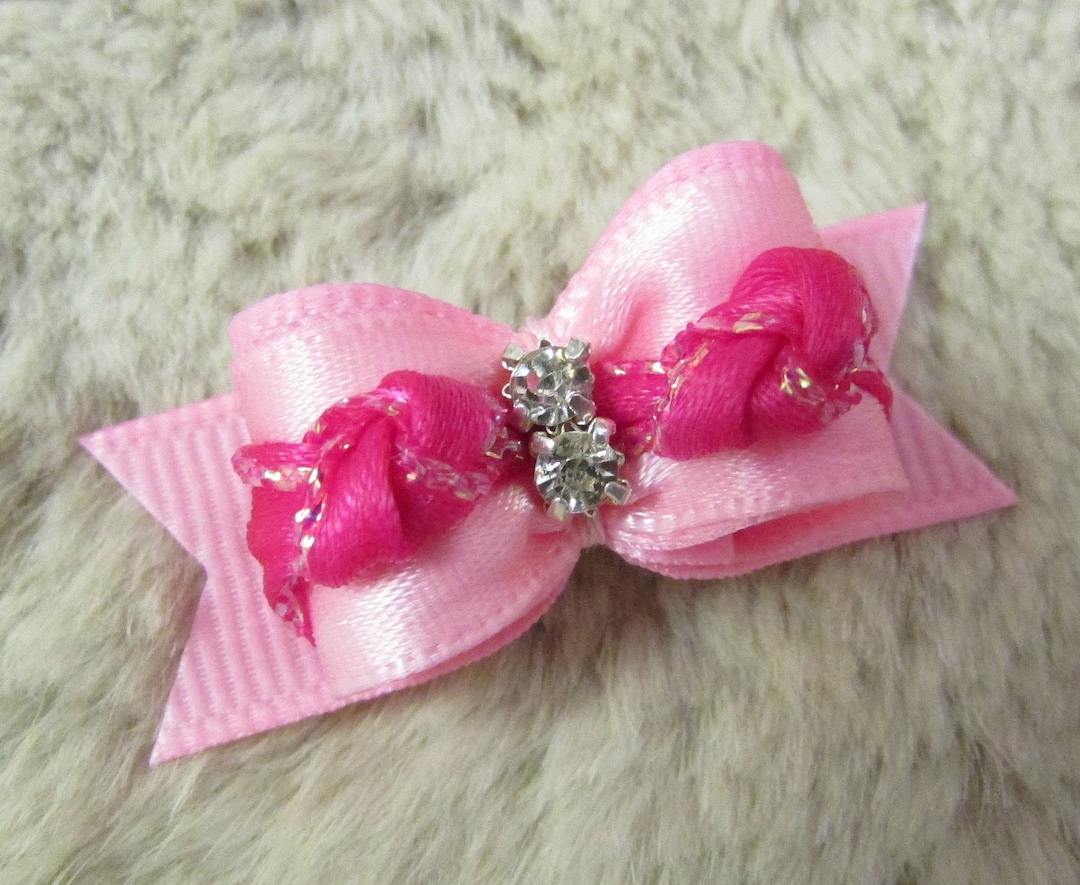 Pink Dog Bow - 5/8 Single Loop - Pink Knots - Yorkie Bow+ - Etsy