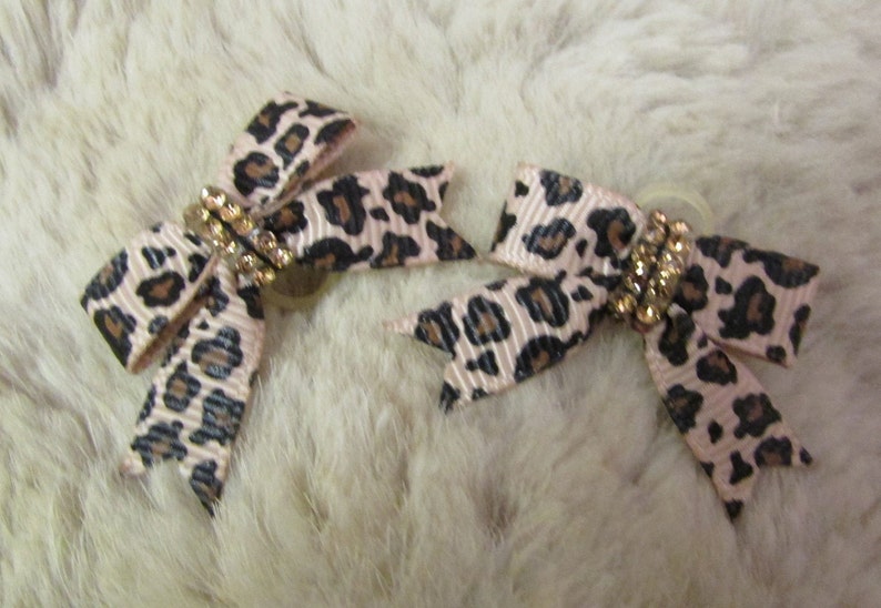 Leopard Dog Bow 3/8 Xs Tiny Tie Single Loop Leopard - Etsy