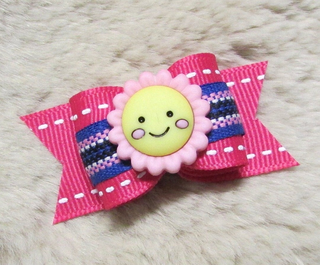 Hot Pink Dog Hair Bow - 7/8