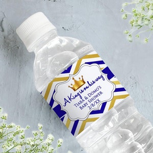 30 Personalized Welcome Crown King Baby Shower Water Bottle Labels ...