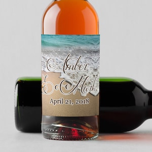 Personalized Custom Mini Wine Bottle Labels - Beach Starfish Nautical ...