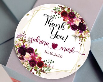 Thank You Stickers Wedding | Etsy