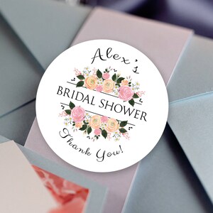 Bridal Shower Stickers, Custom Bridal Shower Labels - Round Bridal ...