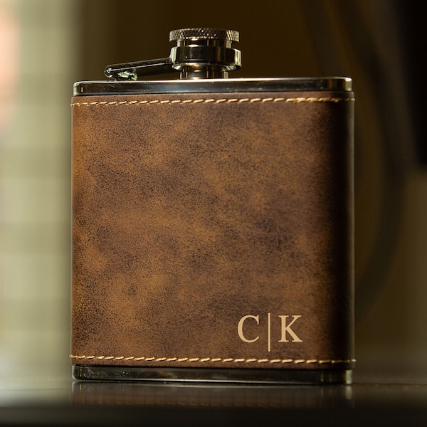 Black Engraved Stainless Steel Hip Flask Personalized Flask for Dad ...