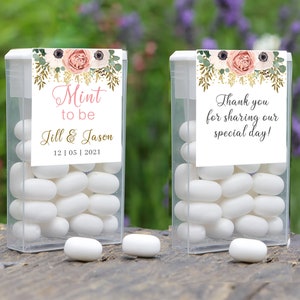 Personalized Mint Box Labels – “mint to Be” Peach Rose Wedding Favor ...