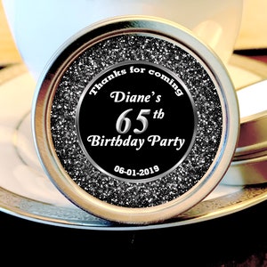 Silver Sparkle Milestone Birthday Personalized Mint Tins - Milestone ...