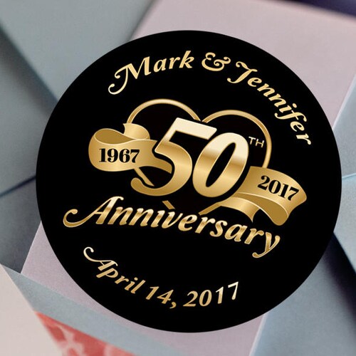 50th Anniversary Stickers Custom Labels Round Wedding - Etsy