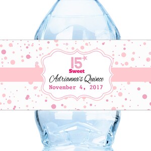 30 Sweet 15 Birthday Water Bottle Labels - Sweet 15 Decor - Sweet 15 ...