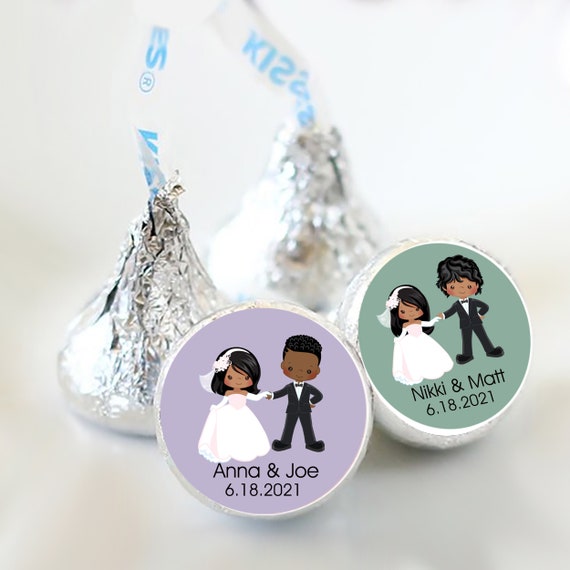 PRINTED 3/4" Round Candy Stickers | Mix and Match Bride and Groom ...