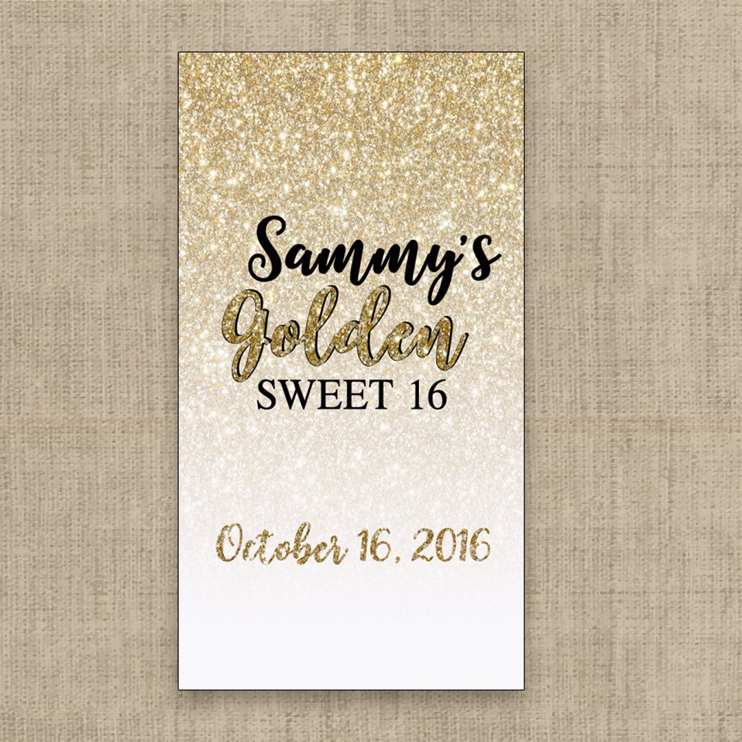 Personalized Golden Glitter Miniatures Chocolate Wrappers - Gold ...