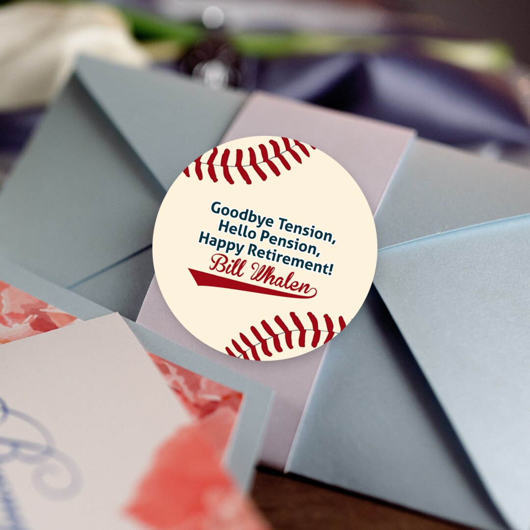 Retirement Baseball Glossy Round Sticker Label - Baseball Retirement ...