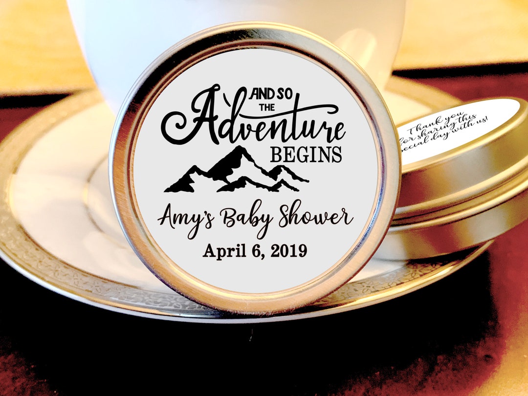 The Adventure Begins Personalized Baby Shower Favors Baby Shower Favors ...