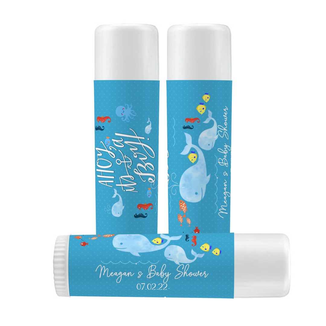 Ahoy It's A Boy Personalized Baby Shower Nautical Lip Balm Labels ...
