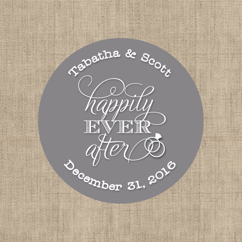 Happily Ever After Stickers, Custom Labels - Round Wedding Labels ...