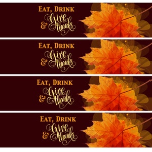 30 Thanksgiving Water Bottle Labels Thanksgiving Decor Thanksgiving ...