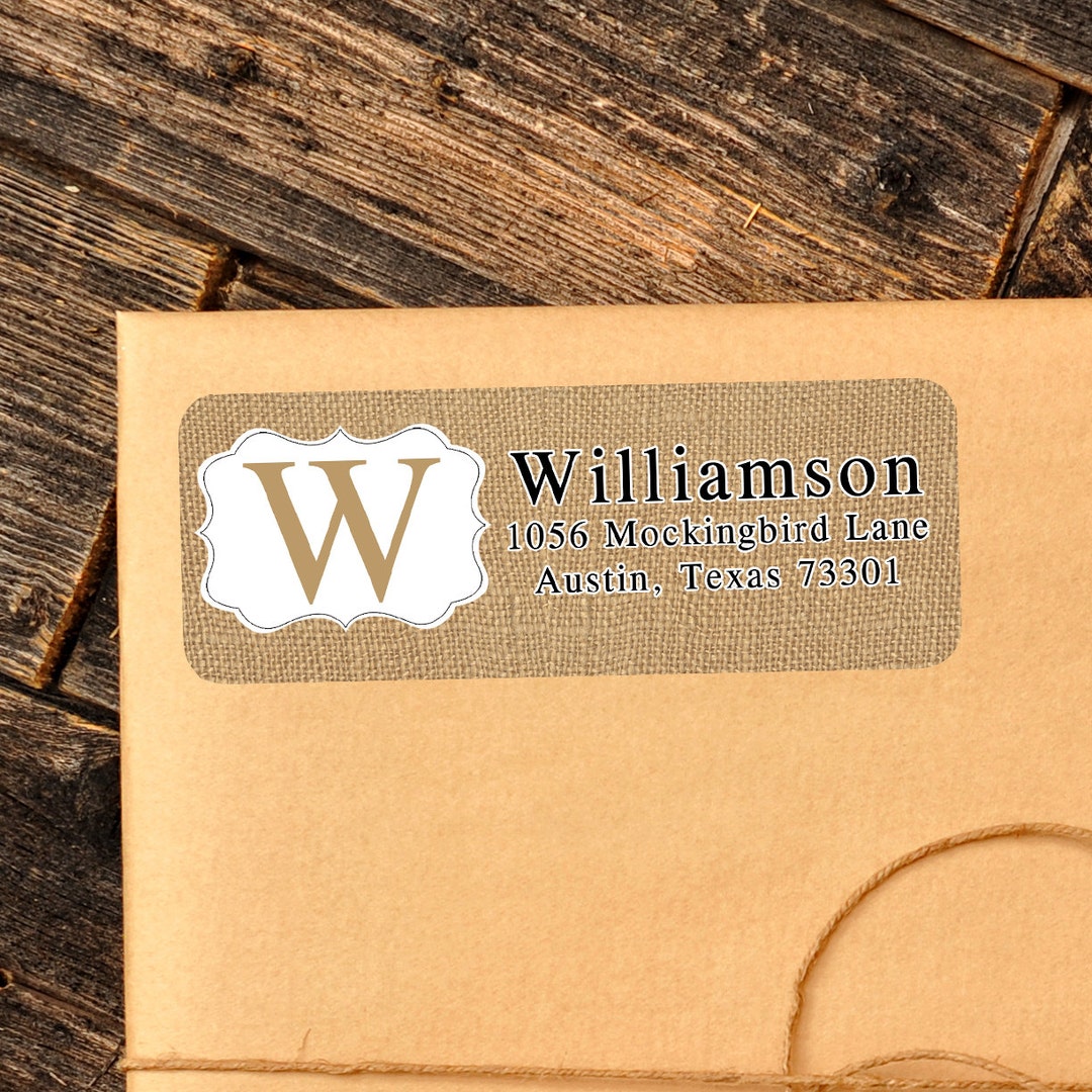 Burlap Monogram Return Address Labels, Self-adhesive - Etsy