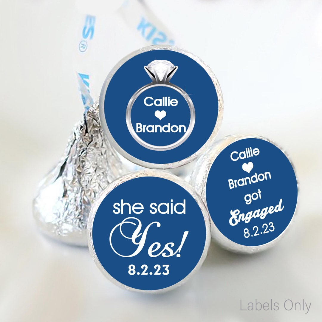 Printed 3/4" She Said Yes Round Candy Stickers | Great for Bridal ...
