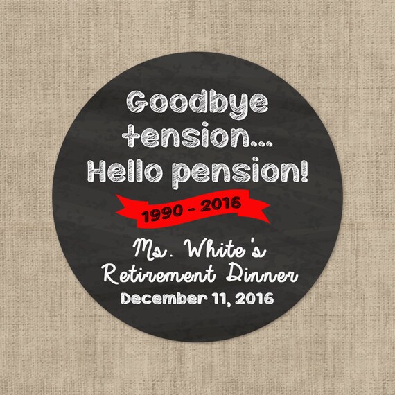 Retirement Stickers - Colorful Bubbles Design and Goodbye Tension Hello ...