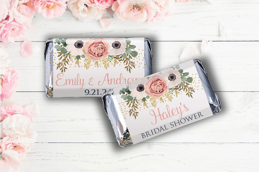 Personalized Peach Rose Miniature Chocolate Wrappers | Miniature Candy ...