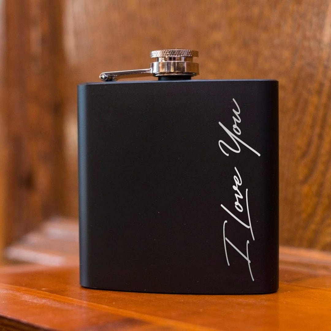 Personalized I Love You Matte Black Flask, Valentine's Day Flask, Gift ...