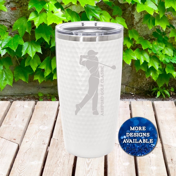 Polar Camel 20oz White Golf Dimpled Tumbler Insulated w/Clear Slider ...