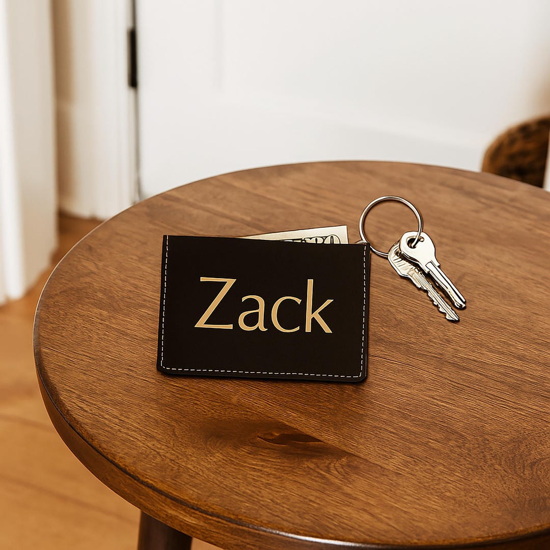 Personalized Leather ID Keychain: Custom Monogrammed Badge Holder - Etsy