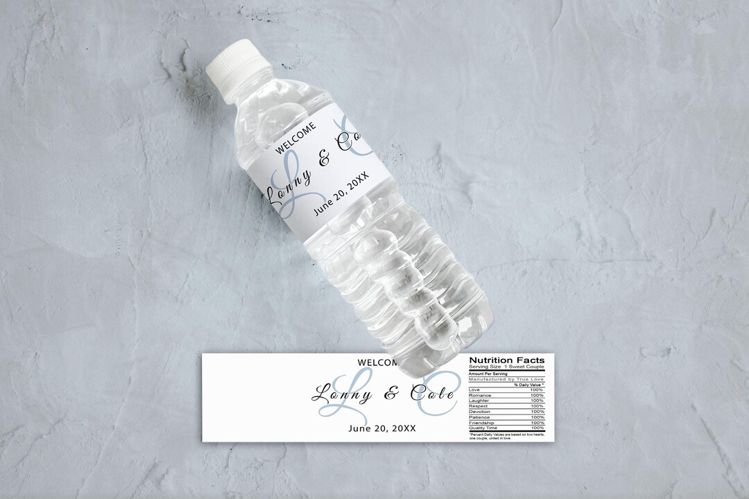 Printed Water Bottle Labels | Your Monogram | Custom Color | Waterproof ...