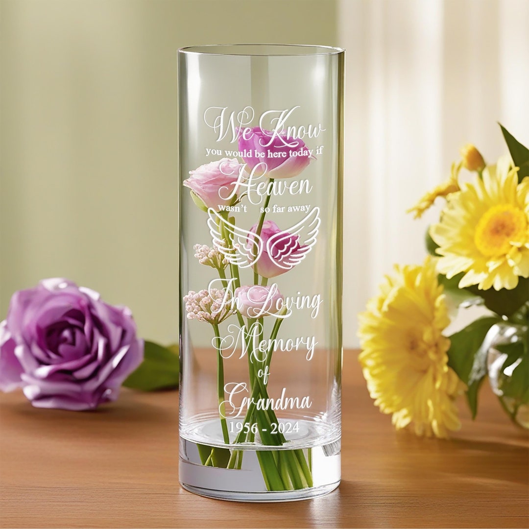 In Loving Memory Vase | Engraved Memorial Cylinder & Floating Wedding ...
