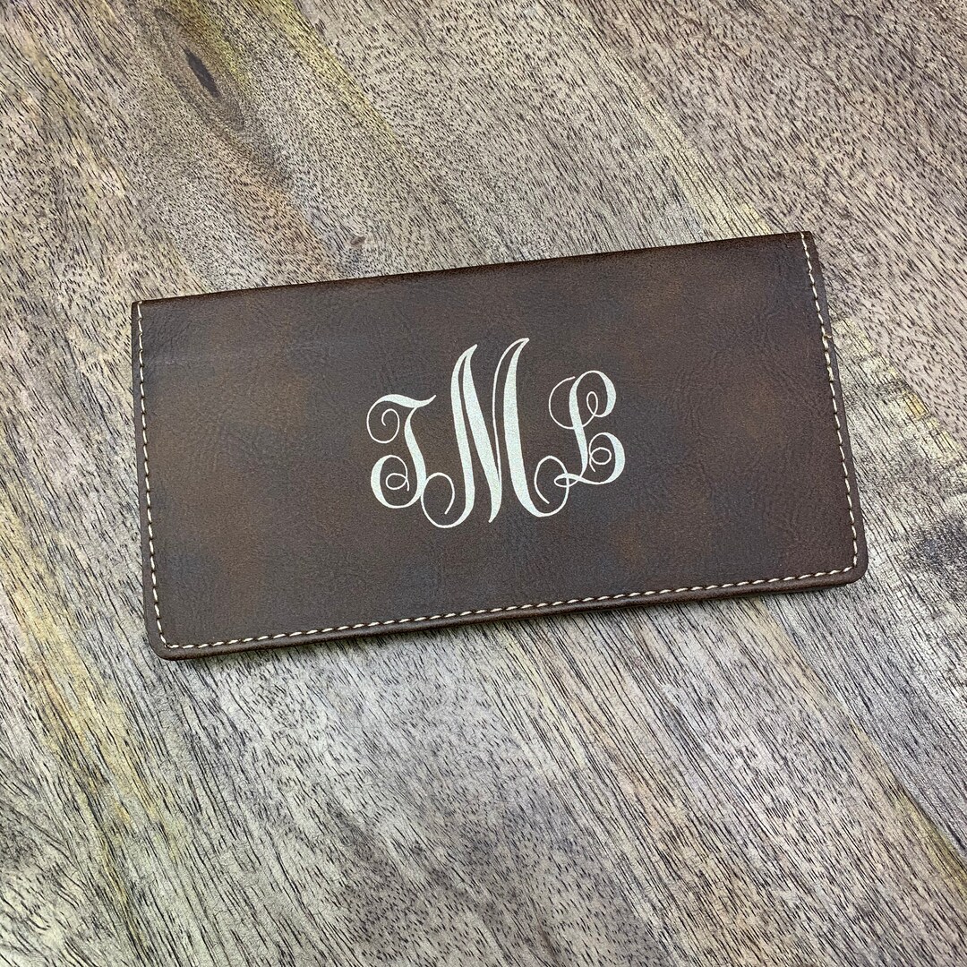 Personalized Checkbook Cover, Leather Checkbook Wallet, Engraved ...