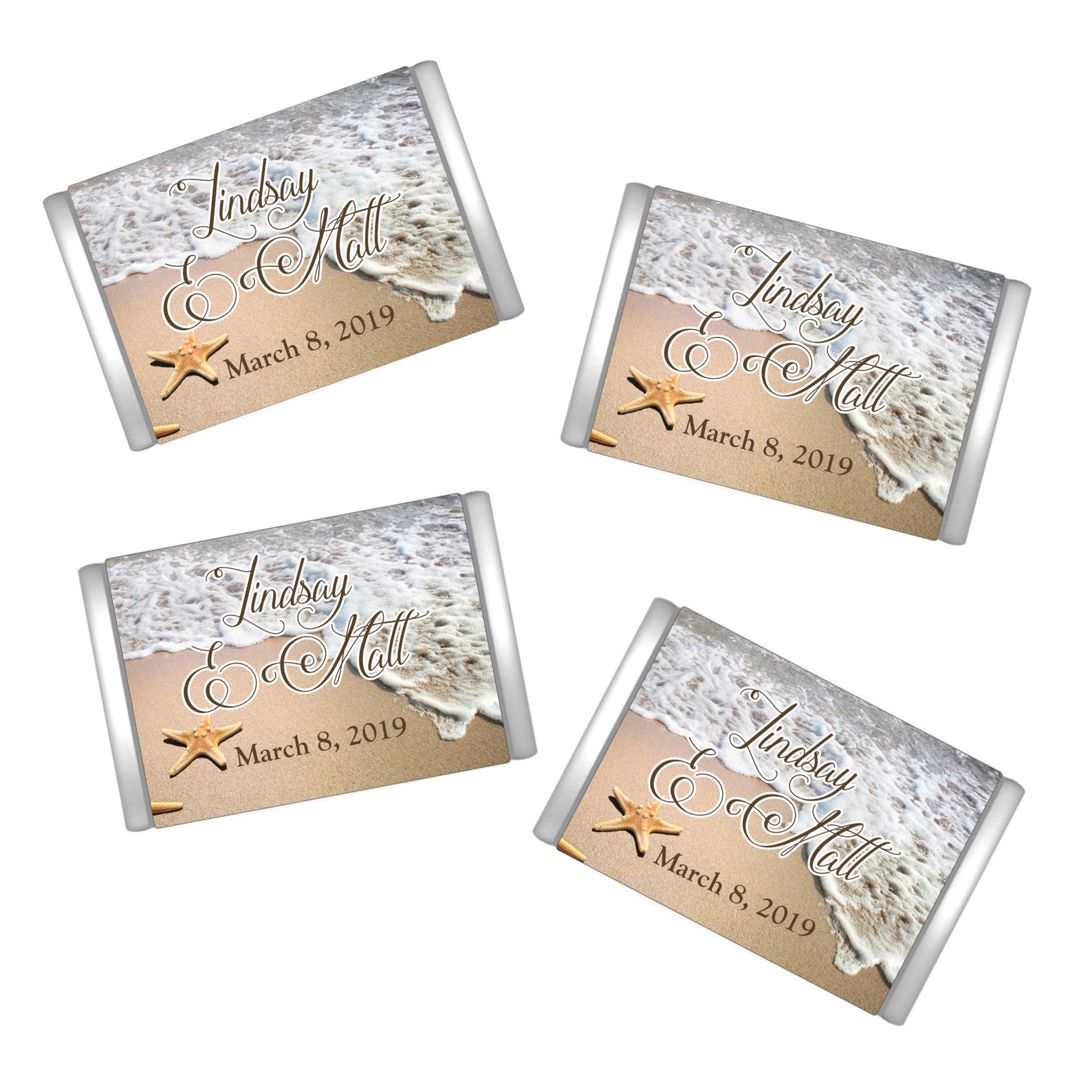 Personalized Beach Starfish Miniature Chocolate Wrappers: Wedding ...