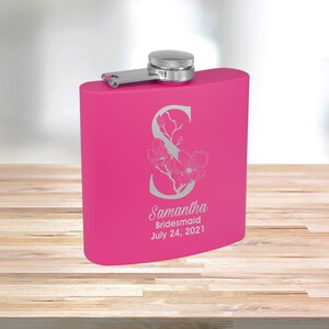 Personalized Matte Pink Flask | Custom Flask | Engraved Pink Flask ...