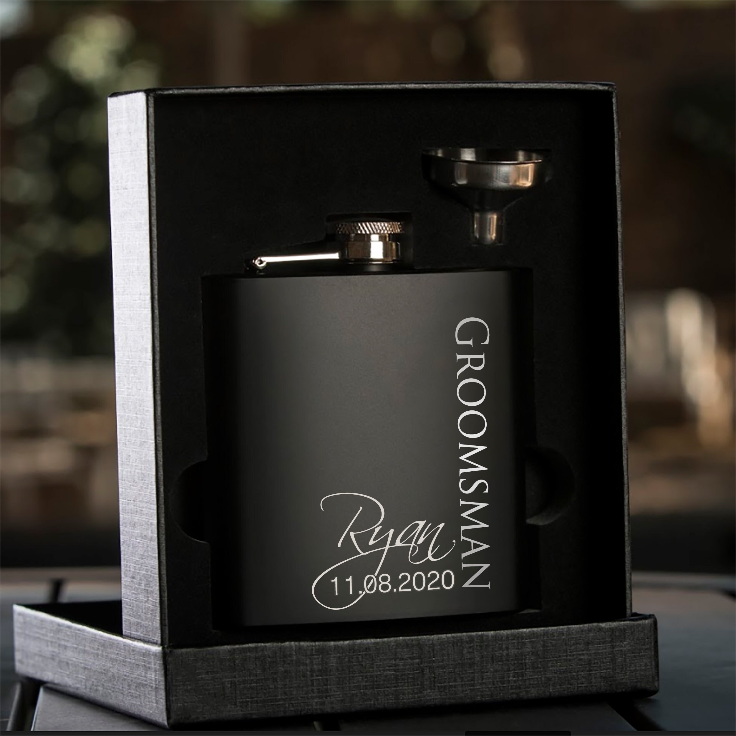 Personalized Engraved Flask Personalized Black Flask | Etsy