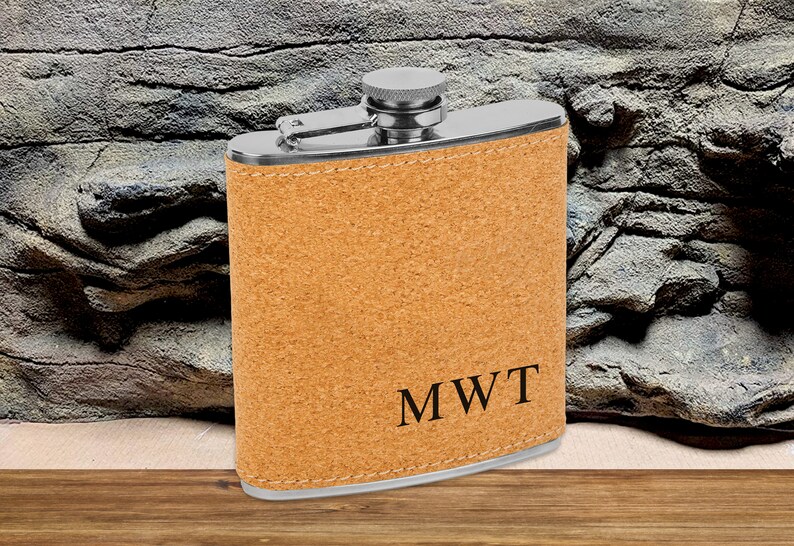 Personalized 6 Oz. Cork Flask Personalized Flask Groomsmen - Etsy
