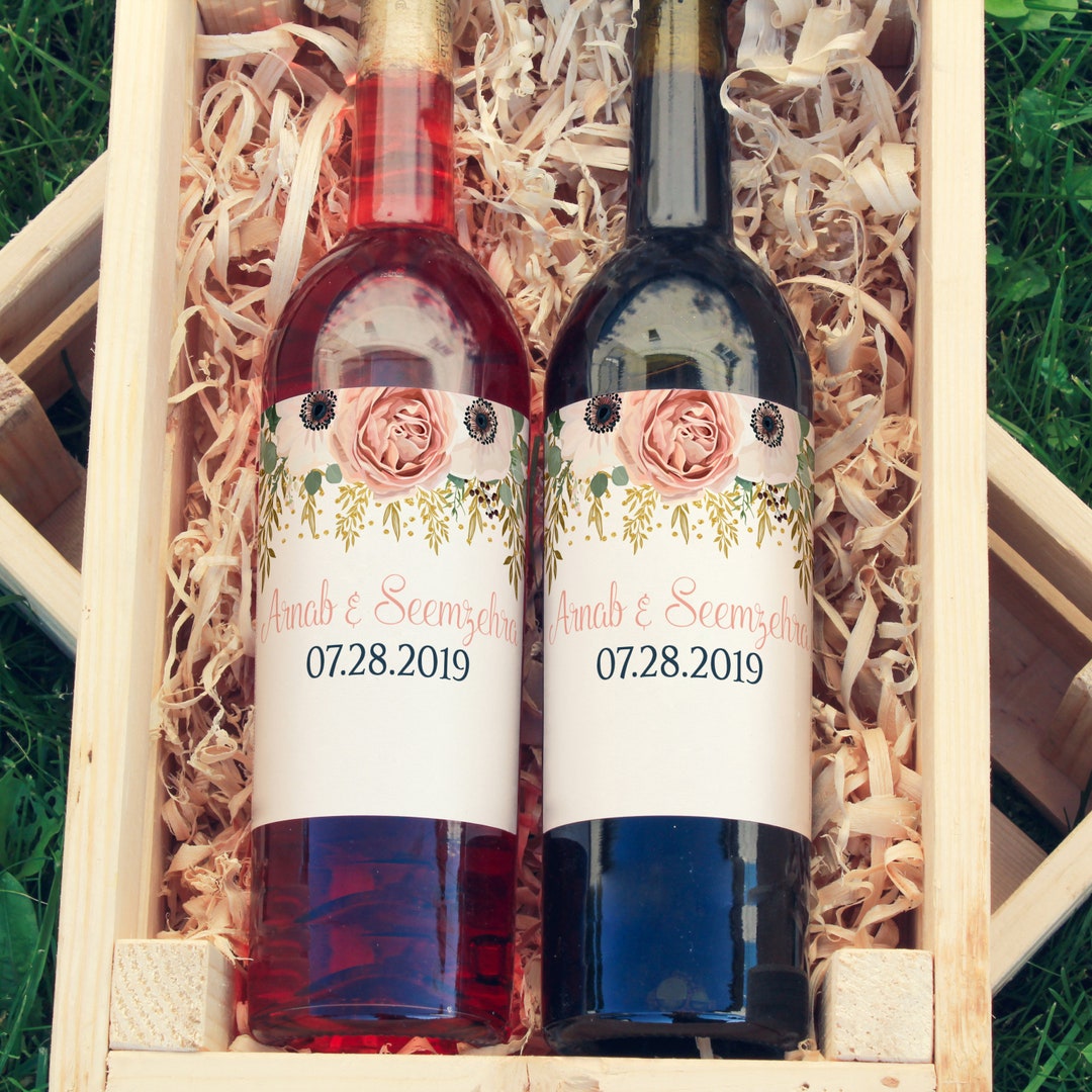 Etiquettes de vin de remerciement Etiquettes de vin pêche rose ...