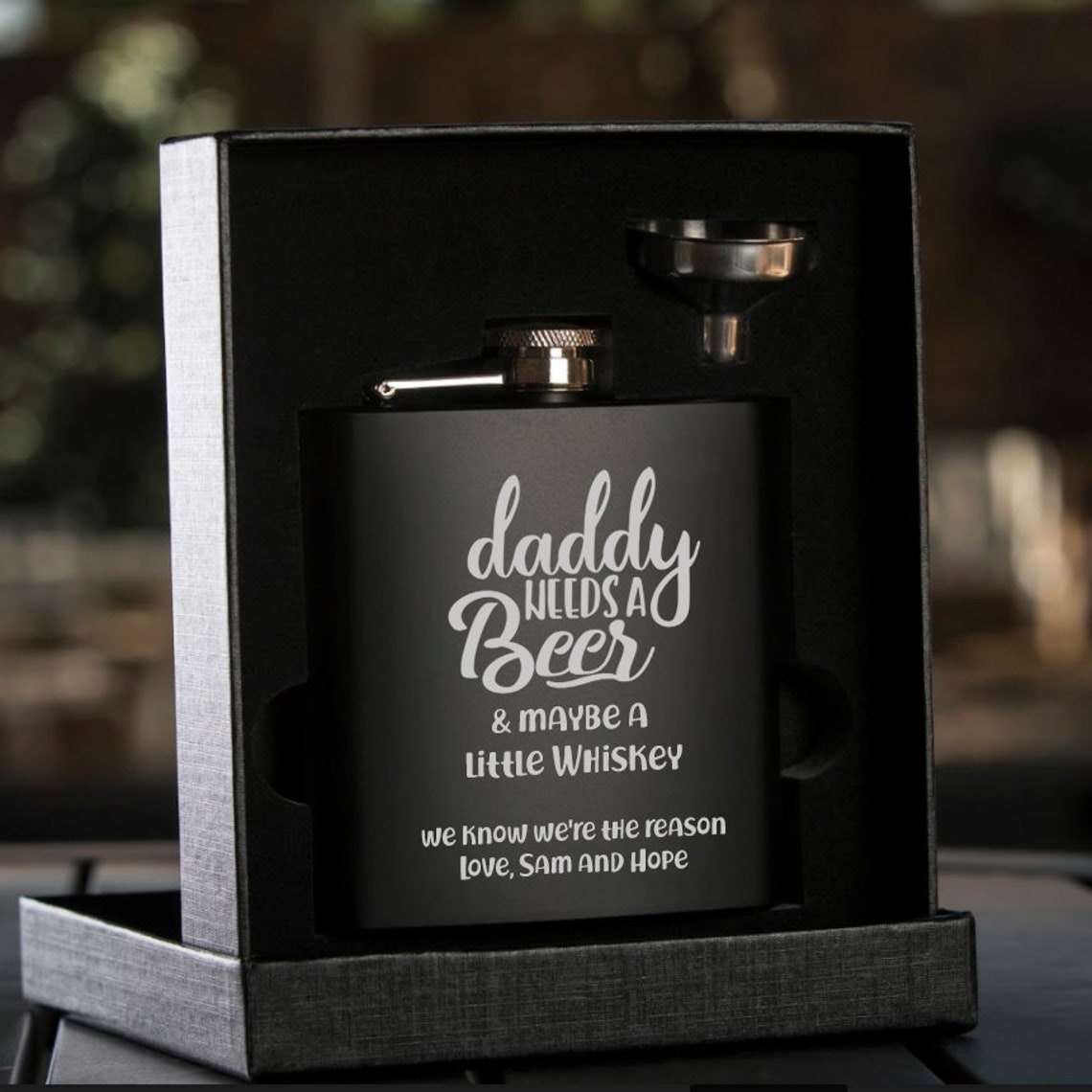 Laser Etched Flask Personalized Black Hip Flask With Funnel - Etsy