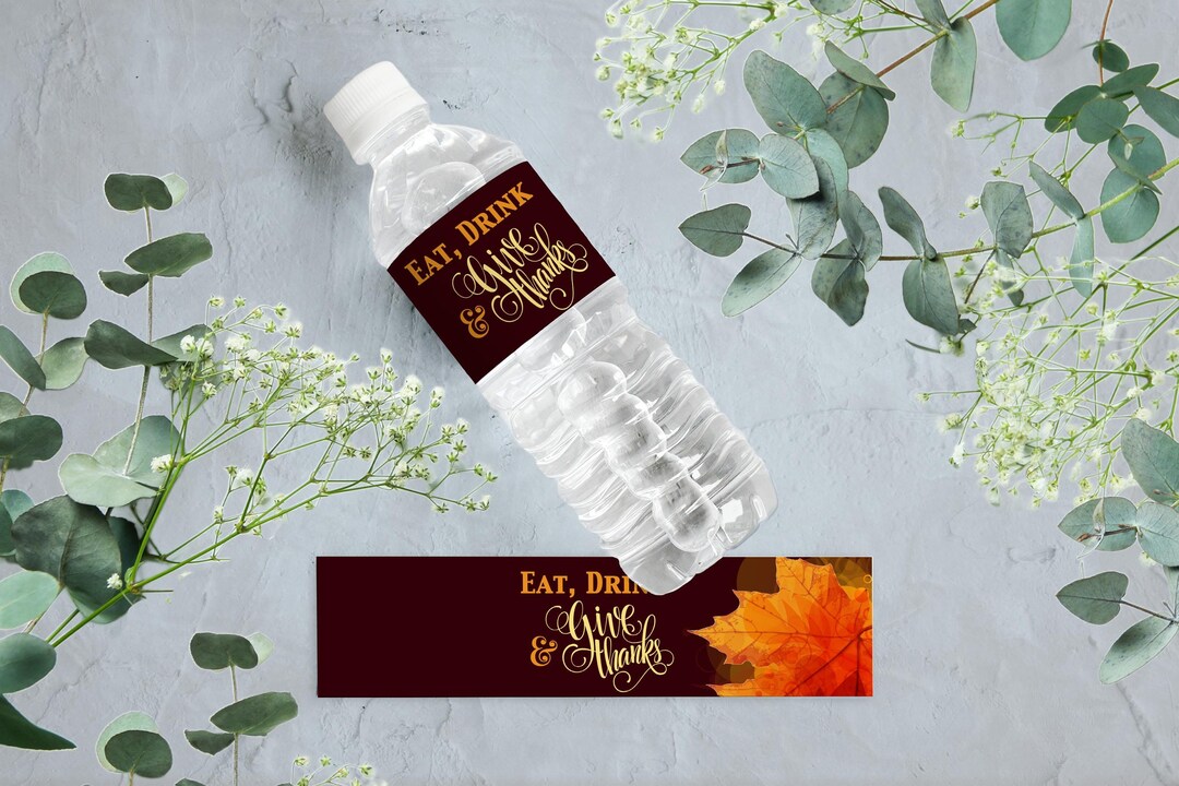 30 Thanksgiving Water Bottle Labels Thanksgiving Decor Thanksgiving ...