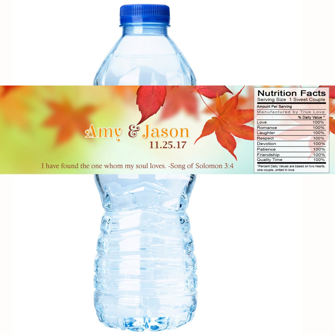 30 Fall Wedding Water Bottle Labels Autumn Wedding Labels Fall Wedding ...