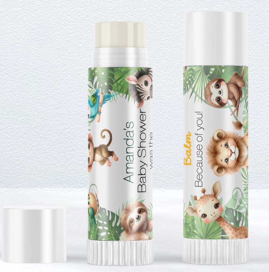 Baby Jungle Safari Lip Balm Labels – Adorable Personalized Baby Shower Favors - Etsy